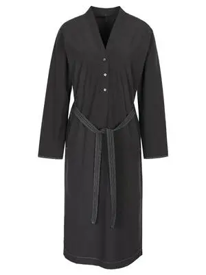 LESS Belted Long-sleeve Midi Dress - Black