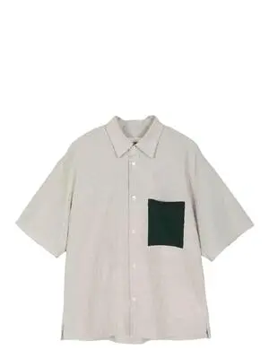CROQUIS Gingham-pattern Contrast-pocket Shirt - Neutrals