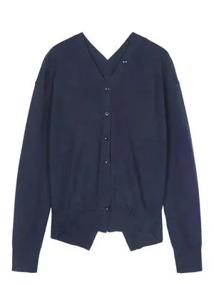JNBY V-neck Drop-shoulder Cardigan - Blue