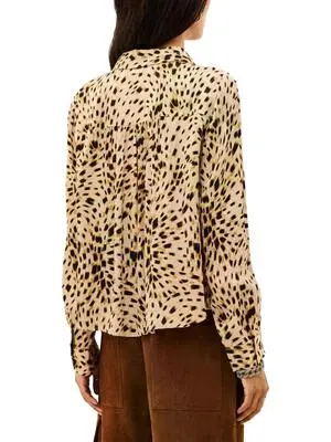 Ba&sh Pleated Animal-print Long Sleeve Shirt - Neutrals
