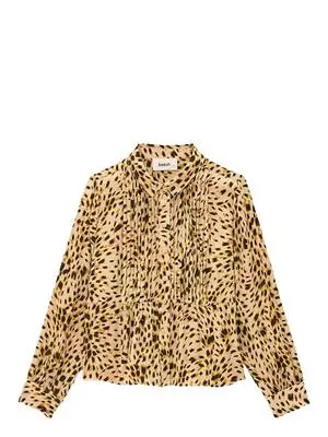 Ba&sh Pleated Animal-print Shirt - Neutrals