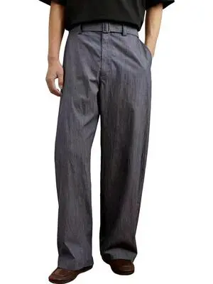CROQUIS Belted Wide-leg Trousers - Blue