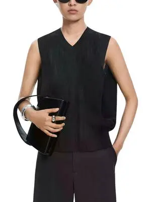 JNBY Ribbed V-neck Wool Vest - Black