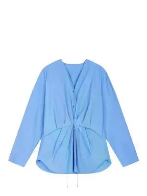 JNBY Draped V-neck Shirt With Drawstring Waist - Blue