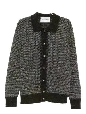 AMARANTO Patterned Knit Cardigan - Brown