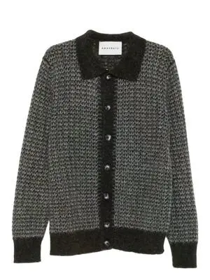 AMARANTO Patterned Knit Cardigan - Brown