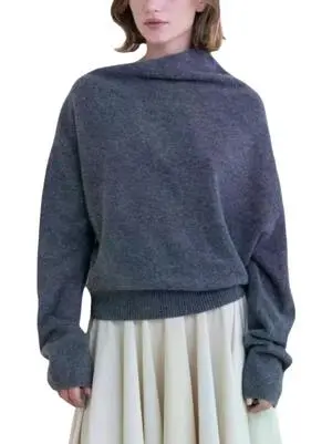 BELLE ANNA BELLE ANNA Asymmetric Neck Fine Knit Sweater