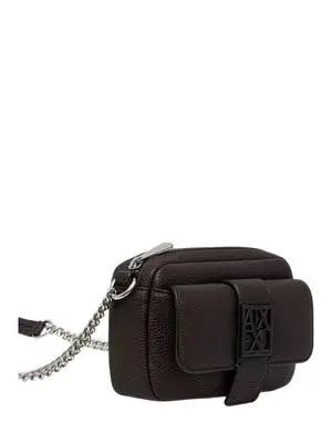 Armani Exchange Logo Plaque Pebbled Crossbody Bag - Brown