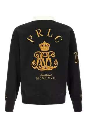 Polo Ralph Lauren Relaxed Fit Big Pony Rugby Sweatshirt Polo Shirt - Black
