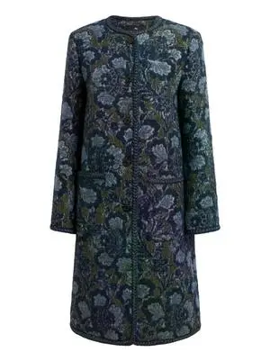 Etro Bouclé Jacquard Coat - Blue