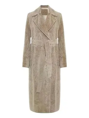 BIGARDINI Estelle Belted Shearling Coat - Neutrals