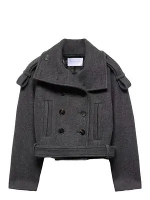 7 For All Mankind Double-breasted Belted Coat - Grey