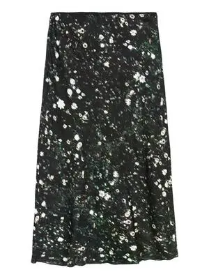 LESS Jasmine Print A-line Midi Skirt - Black