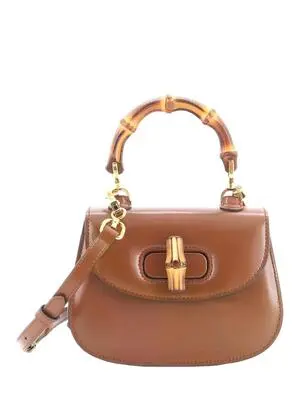 Gucci Gucci Bamboo 1947 Leather Mini Top Handle Bag Brown