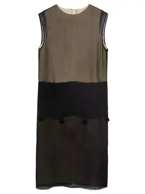 LESS Double-layer Silk Midi Dress - Black