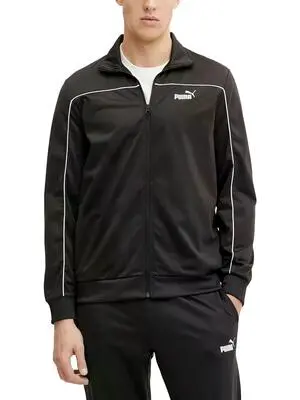 PUMA Logo Print Trimmed Track Jacket - Black