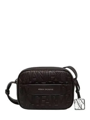 Armani Exchange Embossed Logo Leather Crossbody Bag - Brown