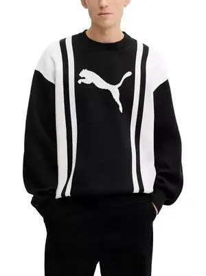 PUMA Logo Motif Colour-block Sweater - Black