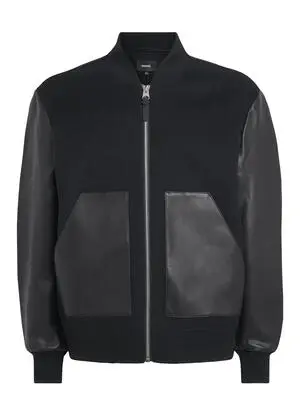 Mackage Emilio Wool And Leather Bomber Jacket - Black