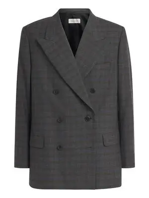 Dries Van Noten Wool Check Double-breasted Blazer - Brown