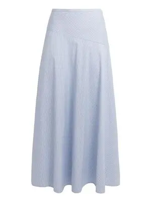 Theory Asymmetrical Stripe Midi Skirt - Blue