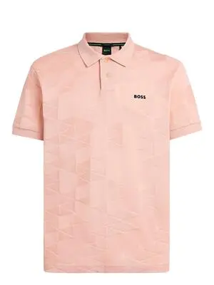 BOSS Cotton Jacquard Network Polo Shirt - Orange