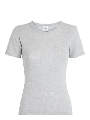 LESET Cotton Pointelle Short-sleeve T-shirt - Grey