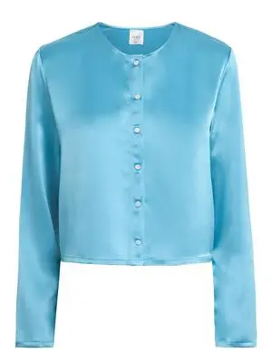 LESET Leset Satin Barb Cardigan Blue