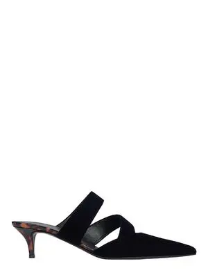 Balmain Velvet Heeled Mules - Black