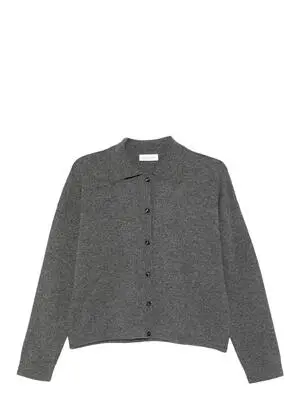 ROBERTO COLLINA Superfine Merino Wool Cardigan With Polo Collar - Grey