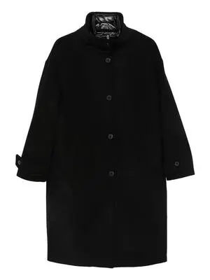 Herno Wool Blend Padded Lined Coat - Black