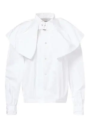 Noir Kei Ninomiya Oversized Bow Stand-collar Woven Shirt - White