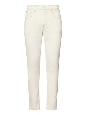 VINGT QUATRE Mid-rise Tapered-leg Cotton Trousers - Ivory