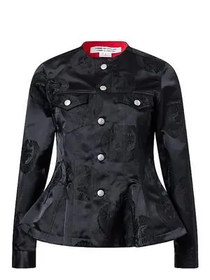 Comme Des Garçons Peplum Jacquard Woven Jacket - Black