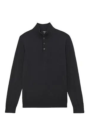 REISS Merino Wool Half-zip Jumper - Navy