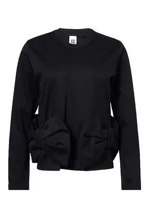Noir Kei Ninomiya Oversized Bow Long-sleeve Cotton Top - Black