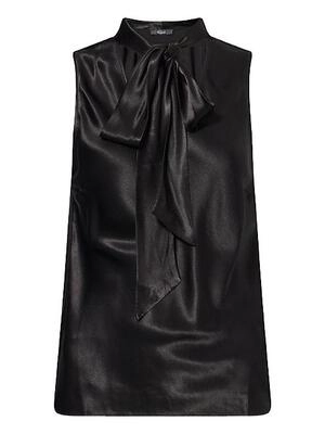 Rails Poppy Neck-tie Satin Blouse - Black