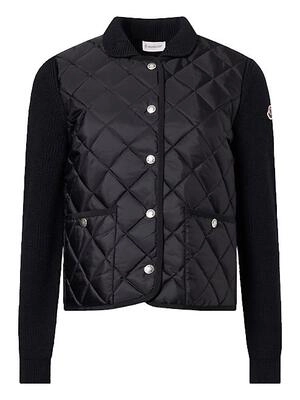 Moncler Peter Pan Collar Wool Cardigan - Black