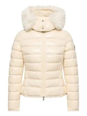 Moncler Moncler Padded Down Jacket With Fur Hood Cream