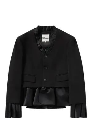 COMME DES GARÇONS NOIR Ruffle-neck Peplum Button-up Jacket - Black