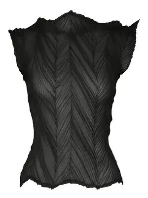 Issey Miyake Pleated Zigzag Shirt - Black