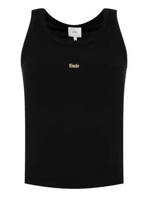 Rhude Ribbed Logo Tank Top - Black