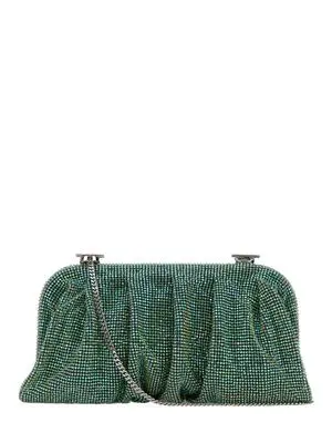 Benedetta Bruzziches BENEDETTA BRUZZICHES Embellished Fabric Large Clutch Green