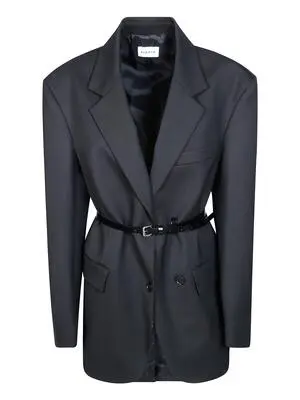 PAROSH Stretch Wool Blend Tailored Blazer - Nero