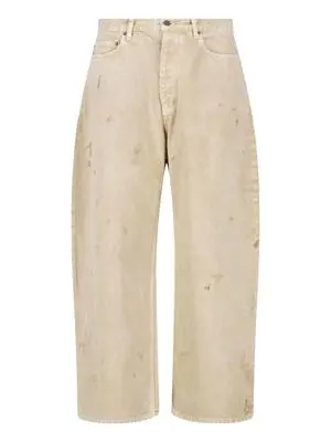 Balenciaga BALENCIAGA Distressed Wide-Leg Jeans Beige