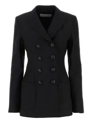 Philosophy Di Lorenzo Serafini Double-breasted Textured Grain Blazer - Black