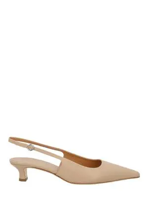 AeydĒ Slingback Kitten Heel Pumps - Beige
