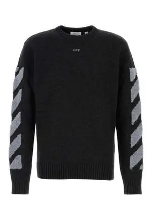 Off-White OFF-WHITE Wool Blend Sweater With Diagonal Stripes Black