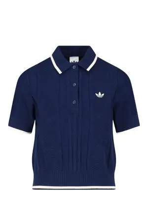 Adidas ADIDAS Textured Knit Polo Shirt Blue