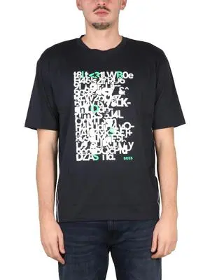 BOSS Logo Print T-shirt - Blue